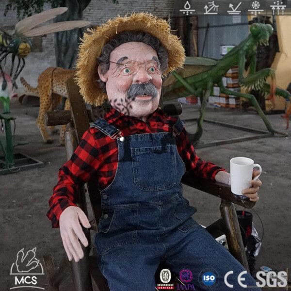 Animatronic Attraction Elderly Farmer In Rocking Chair-CUS018 – mcsdino