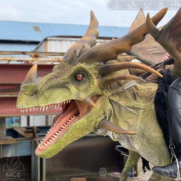 Mounted Warrior Yellow-Green Elemental Dragon Rider Costume-DCDR009