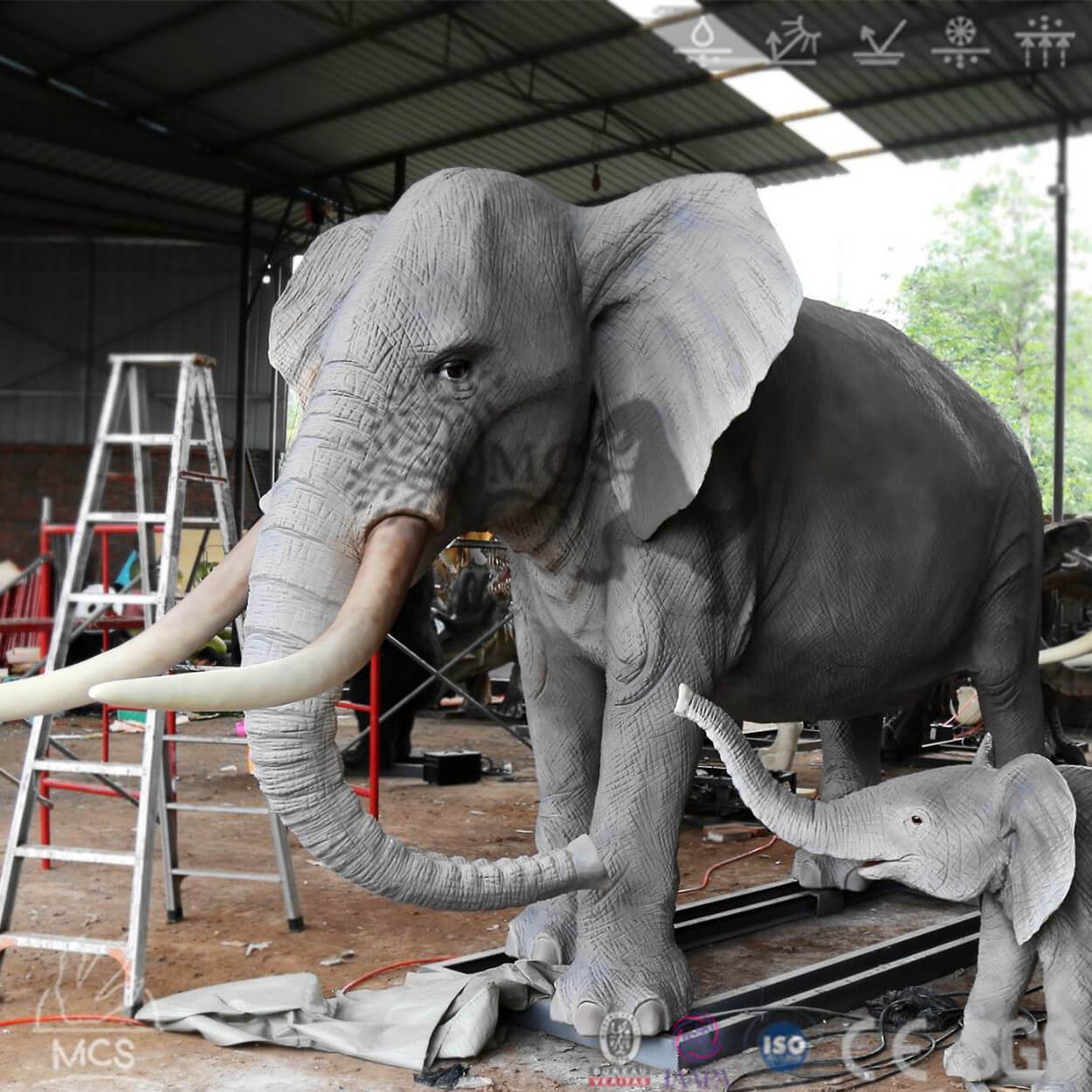 Moveable African Elephant Model